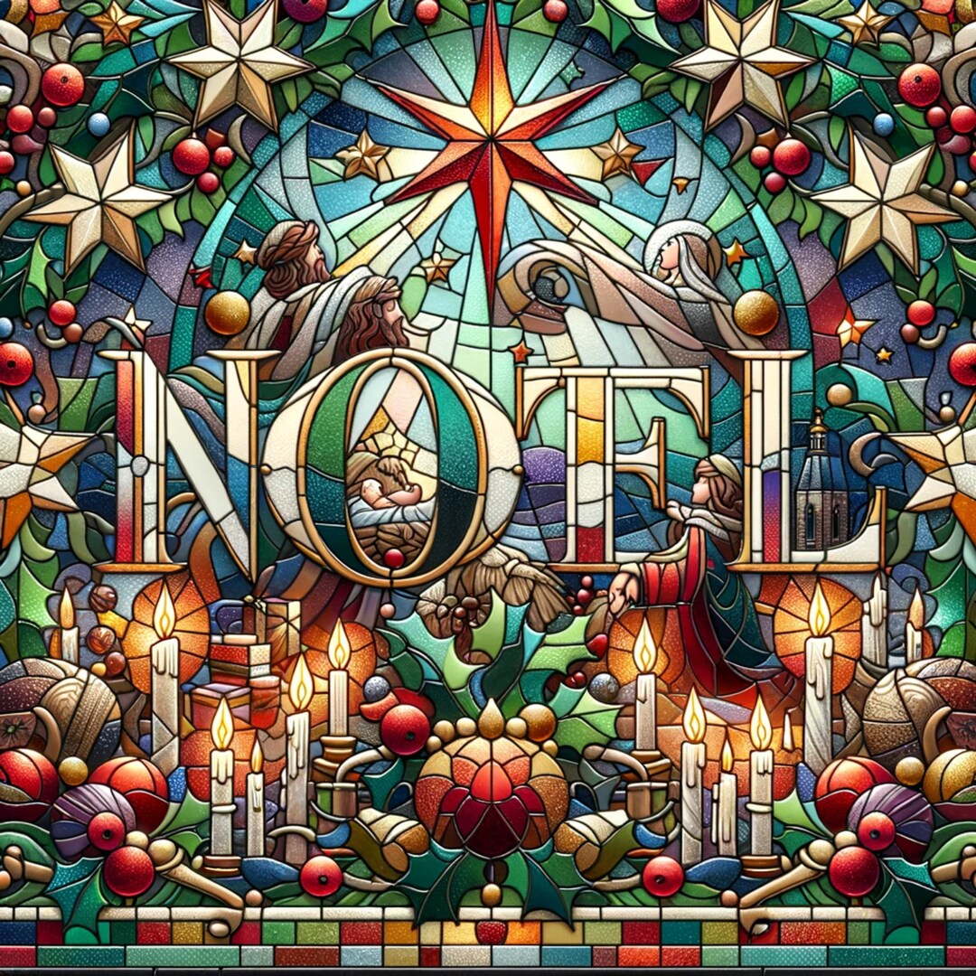 Noel Stained Glass Window Cling Christmas Decor Window Decal Vinyl ...