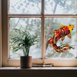Koi Carp Stained Glass Window Cling Window Sticker Decal - No Adhesive ...