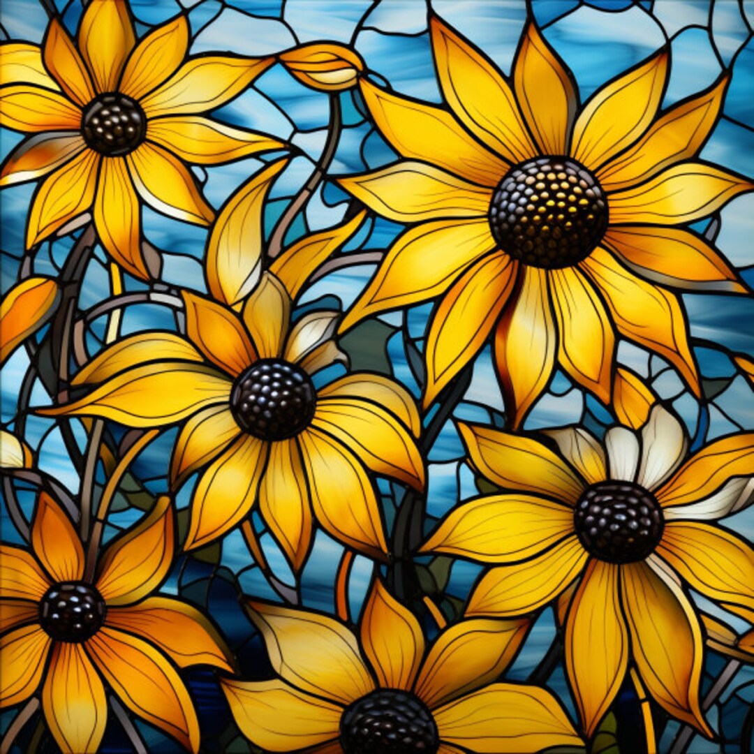 Black Eyed Susan Stain Glass Window Cling Black Eyed Susan Window Film ...