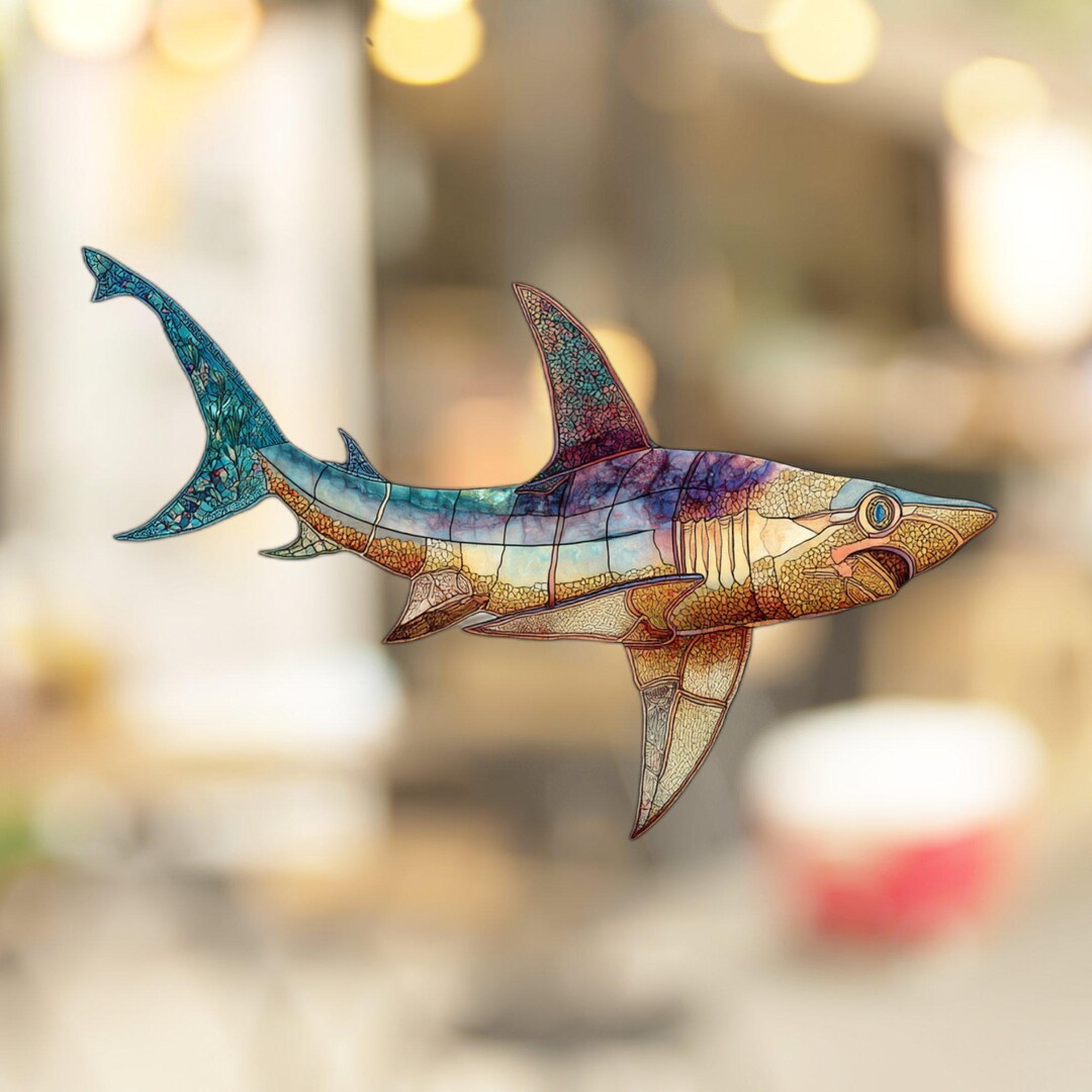 Thresher Shark Window Cling Stained Glass Look Decal Sticker Window ...