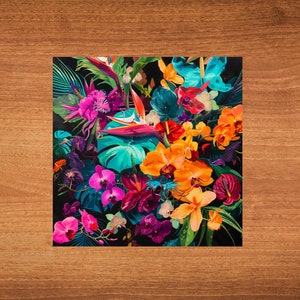 Vibrant Tropical Flowers Ceramic Wall Art Decorative Tile Unique Home ...