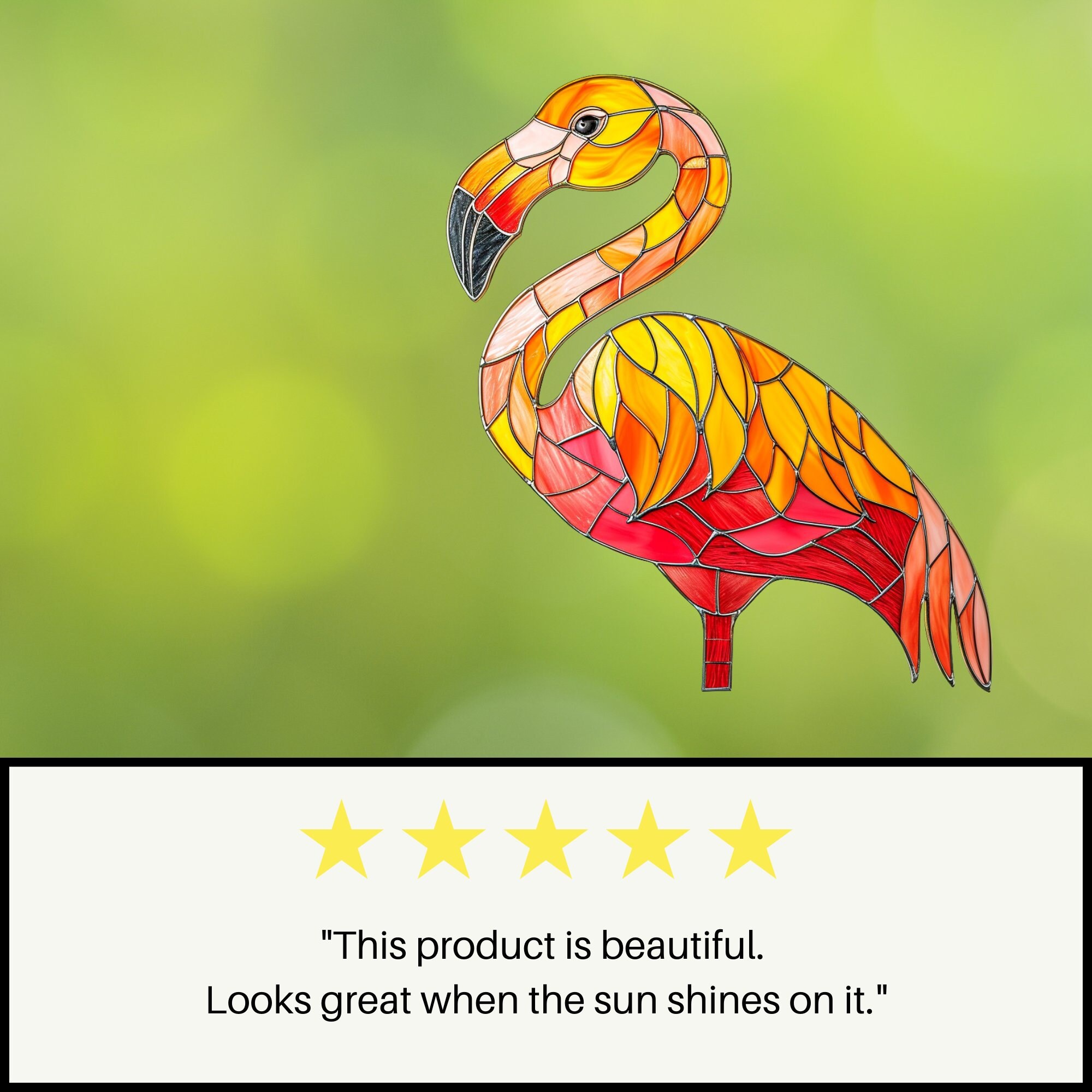 Flamingo Stained Glass Window Cling Decal Sticker Vinyl Window Film ...
