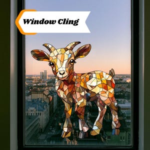 Baby Goat Kid Stained Glass Window Cling Window Sticker Decal Film With ...