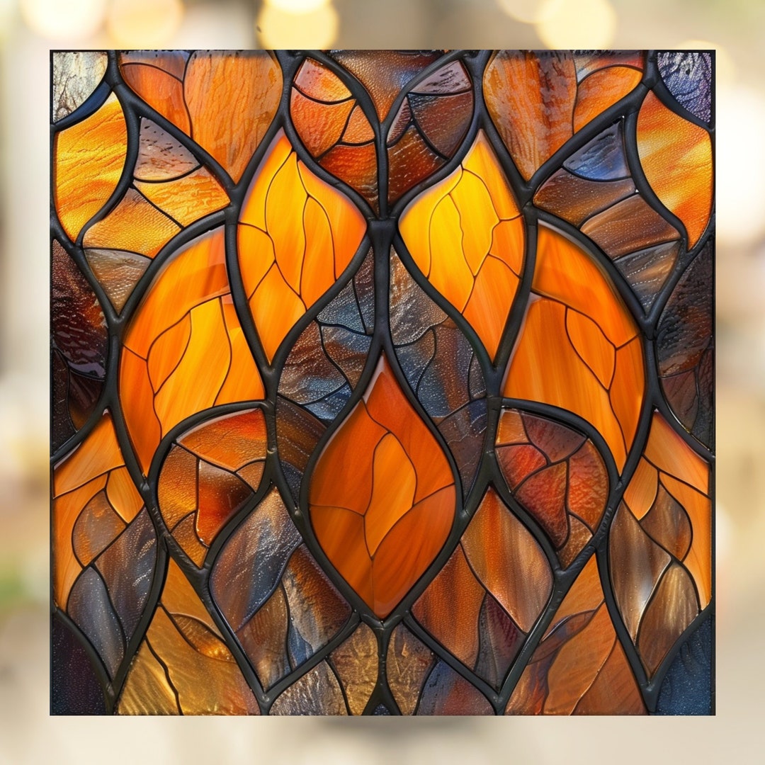 Copper Ember Stained Glass Window Cling Gothic Decor Sticker Decal ...