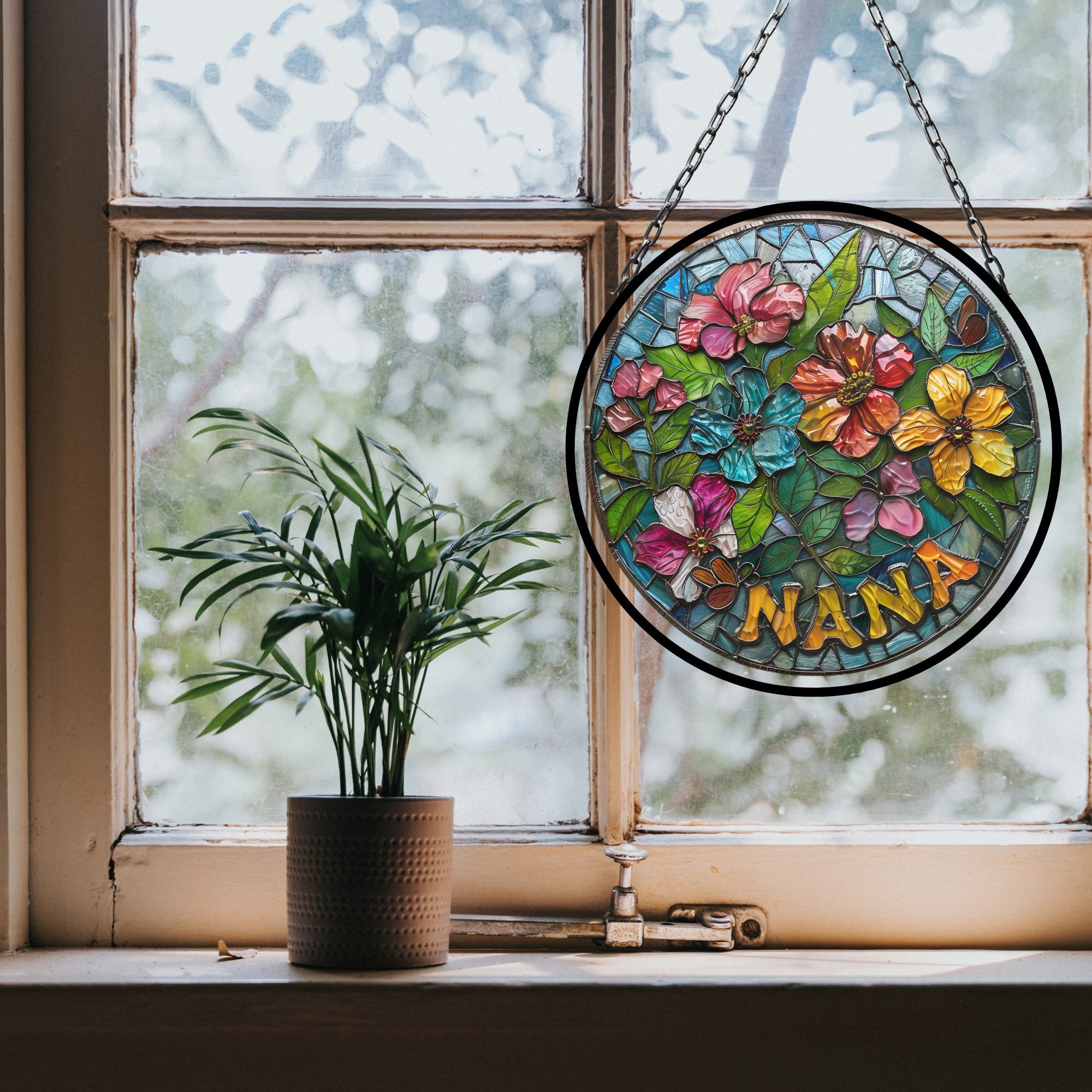 Nana and Flowers Suncatcher for Window Decor Gift for Mothers Day ...