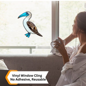 Blue-footed Stained Glass Window Cling Decal Sticker Vinyl Window Film ...