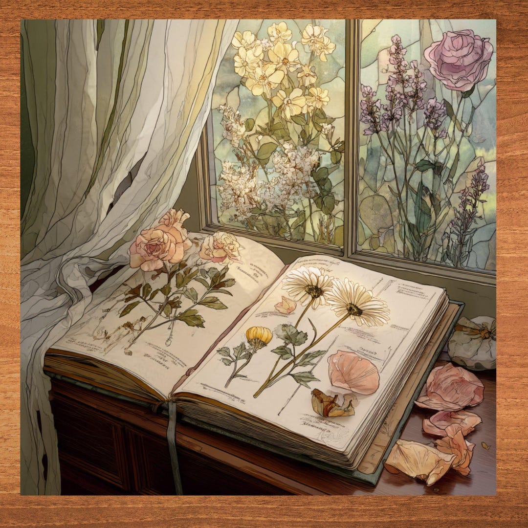 Window View to the Garden Light Academia Fine Ceramic Art Tile Academia ...
