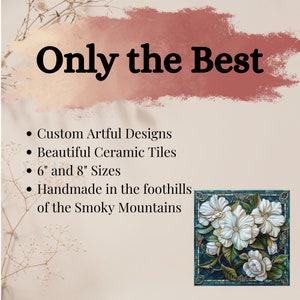 Gardenias Ceramic Art Tile Art Nouveau Deco Wall Decor Coffee Table ...