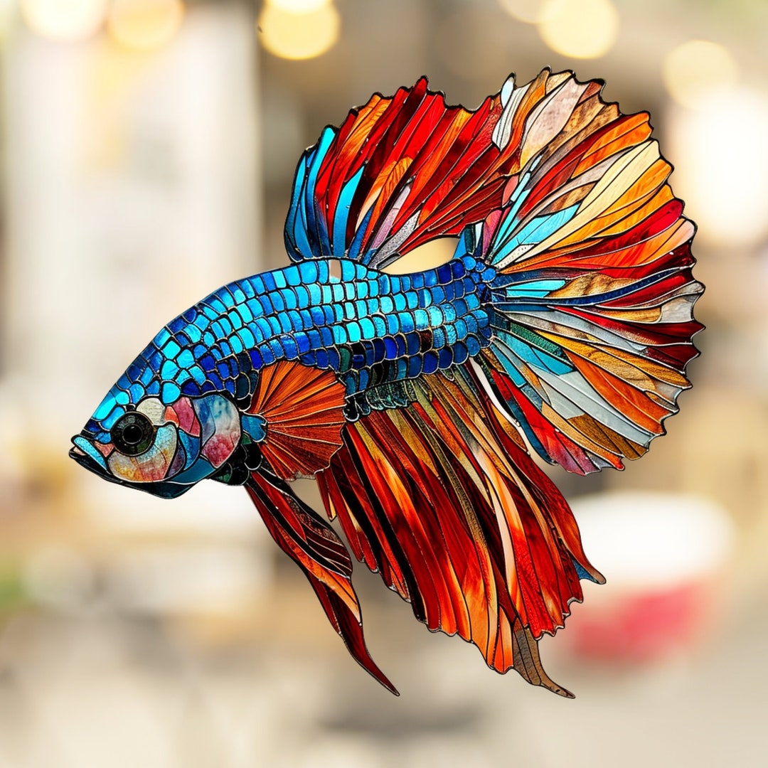 Betta Fish Stained Glass Window Cling Window Sticker Decal - No ...
