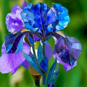 Iris Flower Stain Glass Window Cling Iris Flower Faux Stained Glass ...