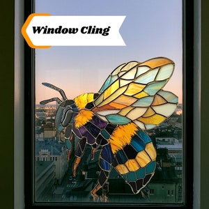 Bumblebee Stained Glass Window Cling Decal Sticker Window Film Reusable ...