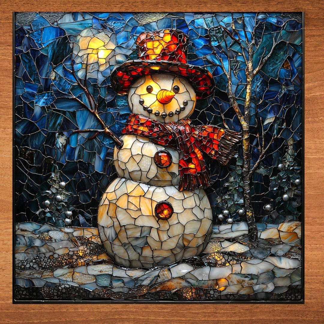 Snowman Ceramic Tile Art Book Nook Bookshelf Coffee Table Wall Decor ...