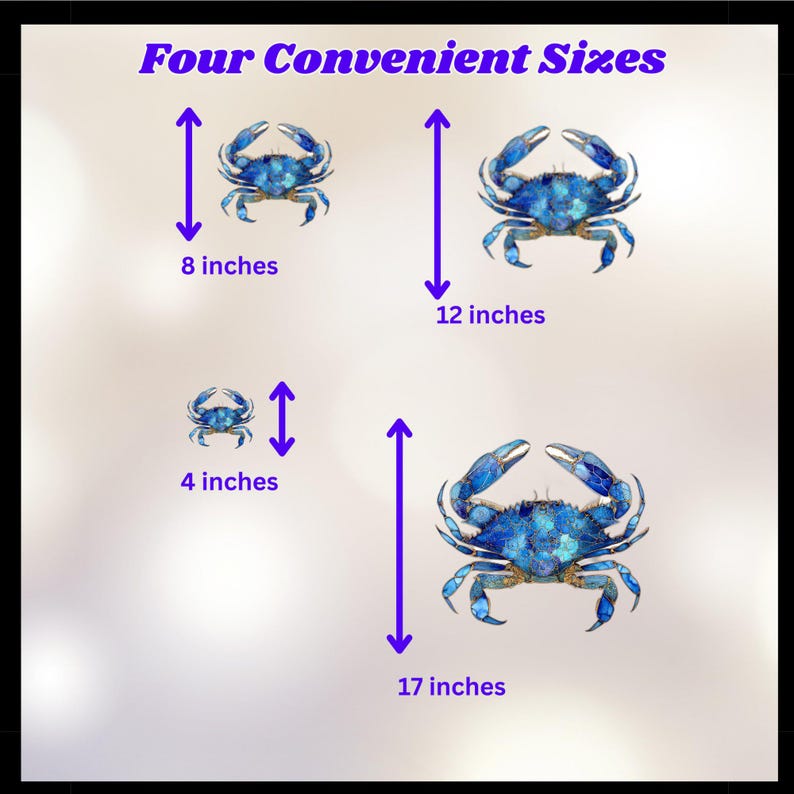 Blue Crab Window Cling Stained Glass Look Decal Sticker Window Film No ...