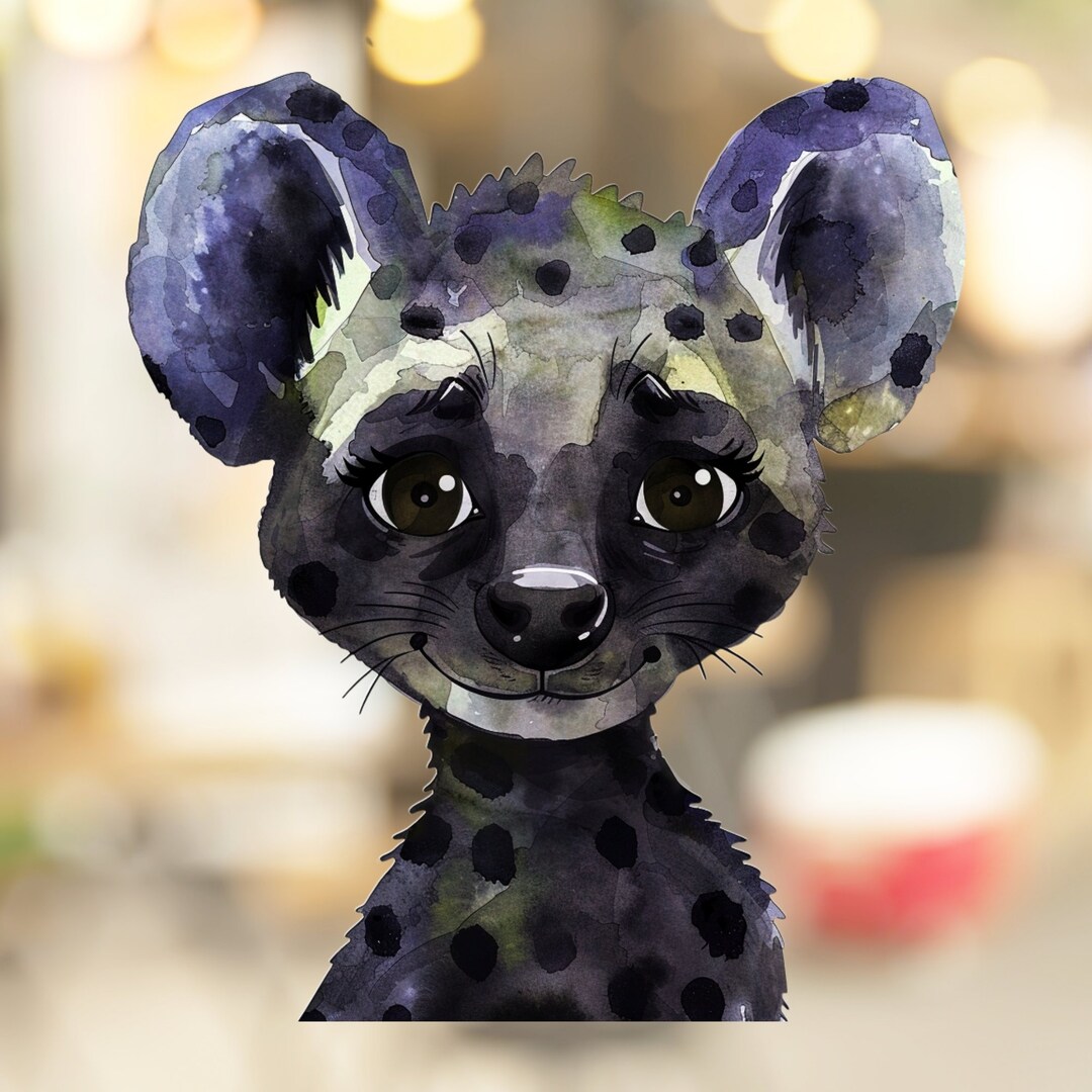 Watercolor Baby Hyena Window Decal Sticker Vinyl Window Cling Nursery ...