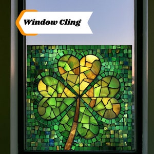Four-leaf Clover Stained Glass Window Cling to Celebrate Saint Patrick ...