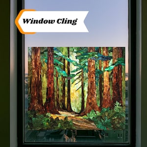 Redwood National Park Stained Glass Window Cling Decal Sticker Vinyl ...