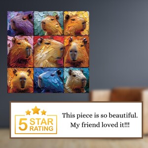 Capybara Life Panel Stained Glass Look Art on Glossy Ceramic Decorative ...