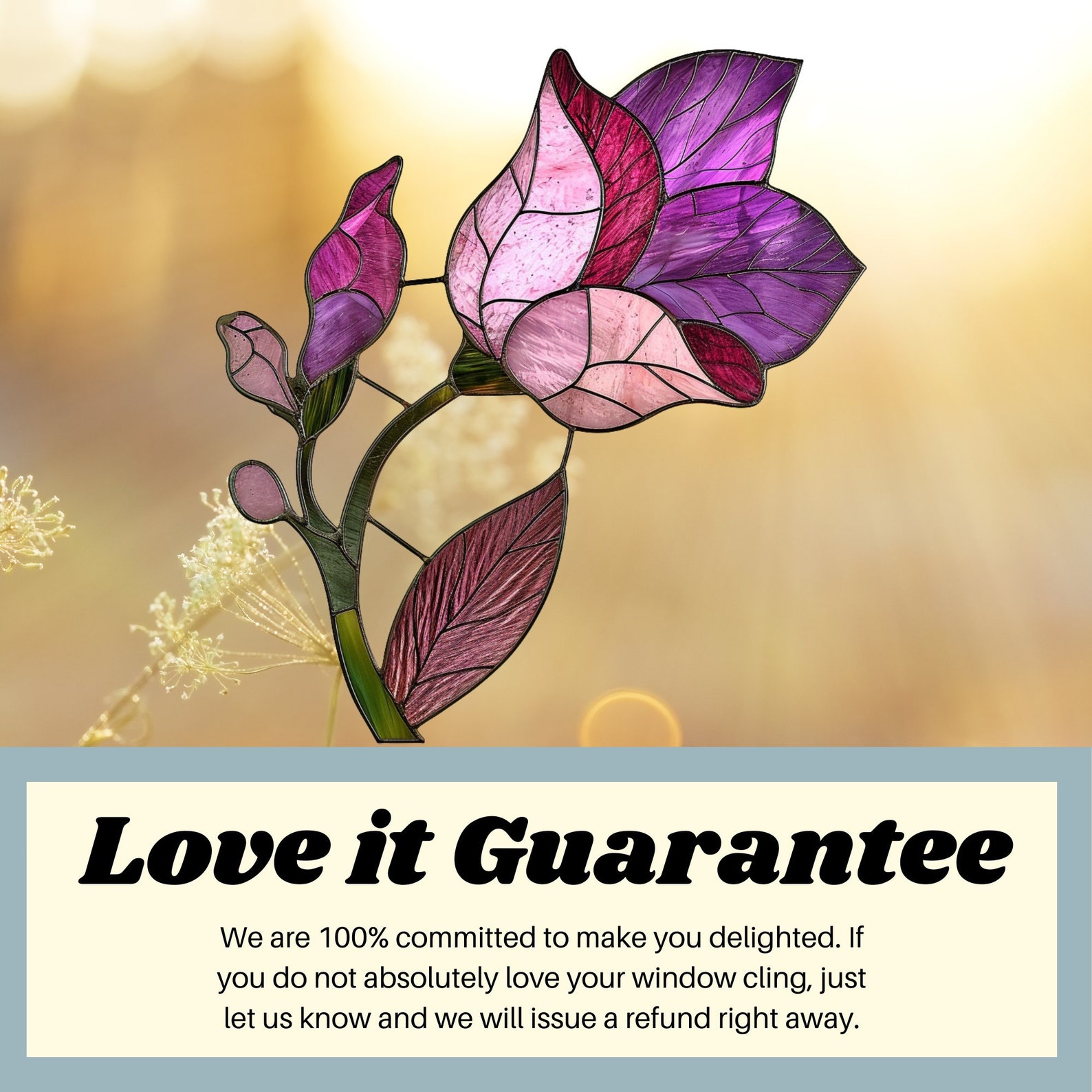 Cyclamen Stained Glass Window Cling Beautiful Flower Window Artwork ...