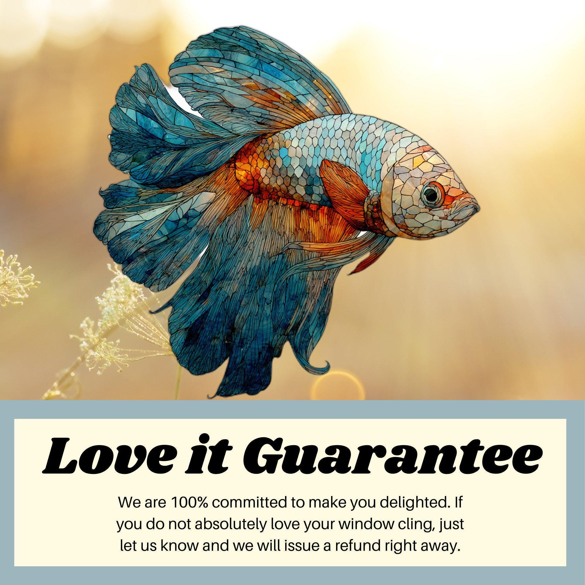 Betta Fish Female Window Cling Stained Glass Look Decal Sticker Window ...