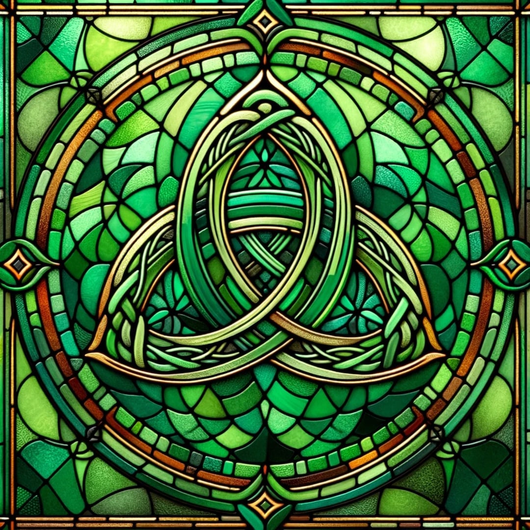 Rich Green Trinity Knot Stained Glass Window Cling to Celebrate Saint ...