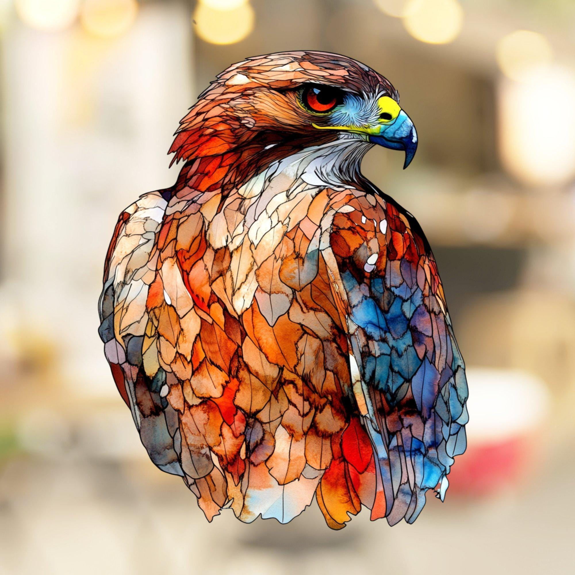 Red-tailed Hawk Window Cling Sticker Decal Window Film Gift for Bird ...