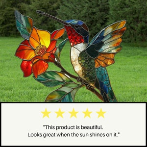 Hummingbird Stained Glass Window Cling Humming Bird Window Sticker ...