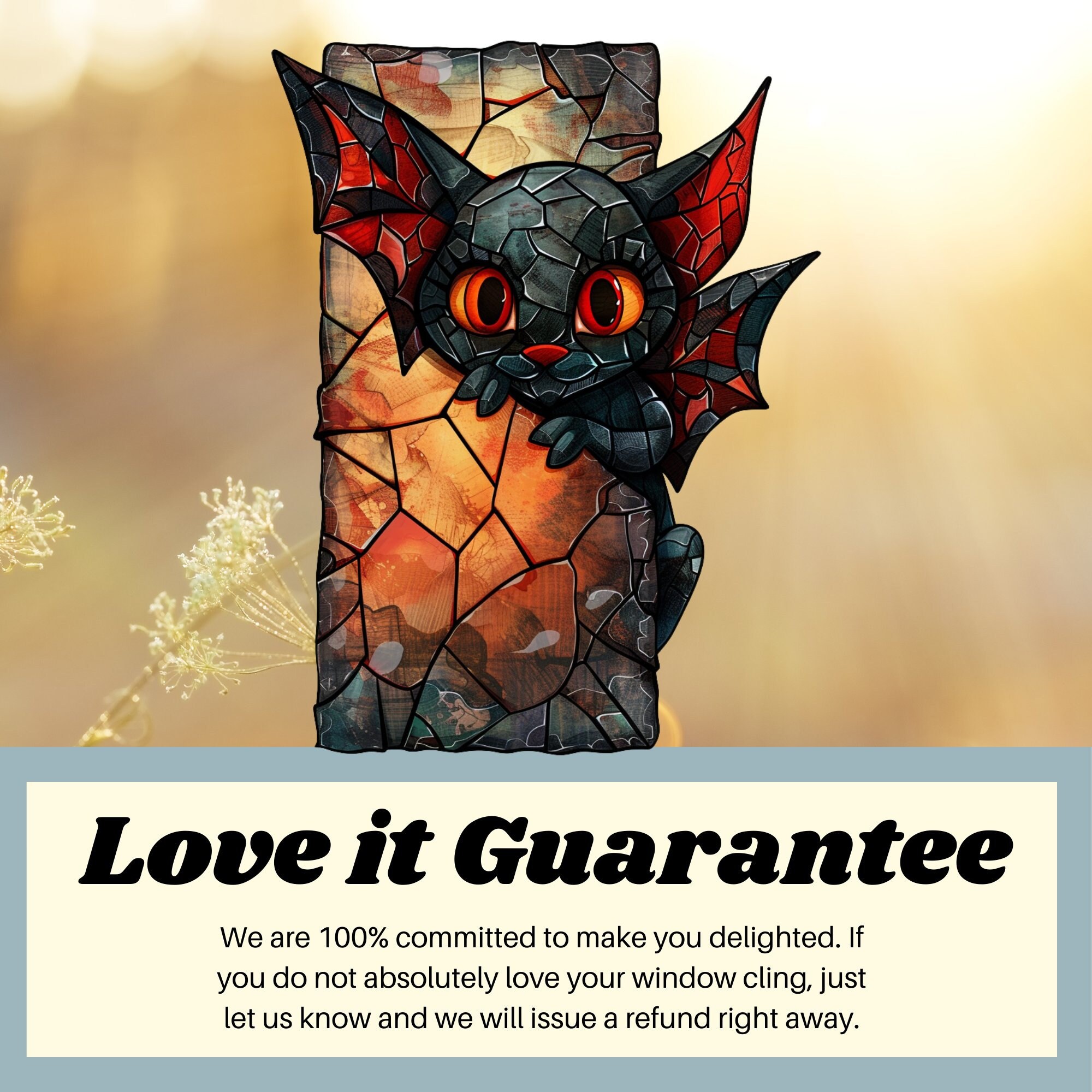 Vampire Bat Peeking Around Corner Halloween Stained Glass Look Window ...