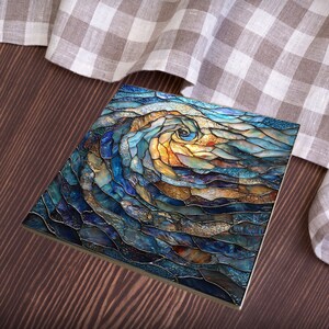 Abalone Stone Ceramic Art Tile Decor for Kitchen Bedroom Bookshelf Book ...