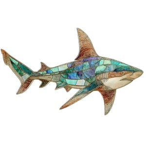 Reef Shark Window Cling Stained Glass Look Decal Sticker Window Film No ...