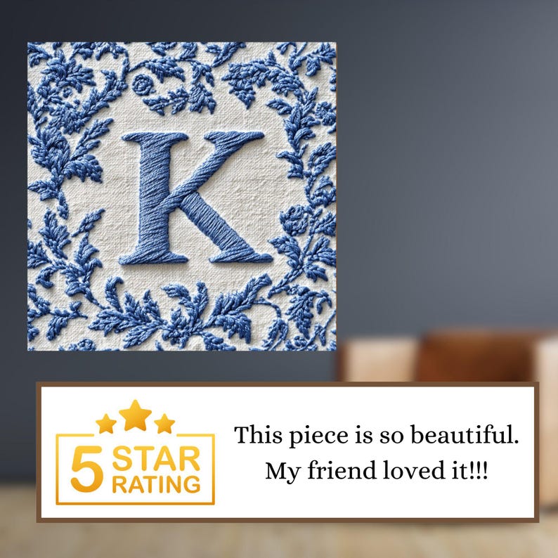 K Letter Monogram Ceramic Art Tile Grandmillennial Style Decor Home Art ...