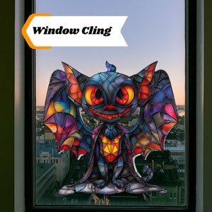 Vampire Bat Halloween Stained Glass Look Window Cling Decal Sticker ...