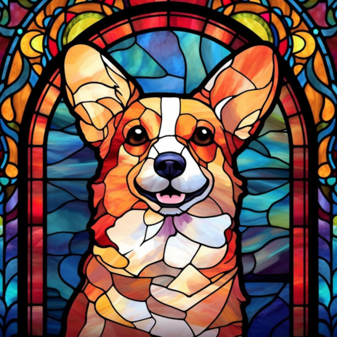 Corgi Stained Glass Window Corgi Lover Window Film Corgi Stained Glass ...