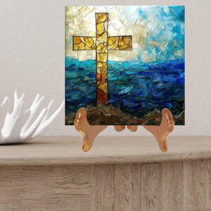 Christian Cross Ceramic Tile Wall Art Decorative Tile Unique Home Decor ...