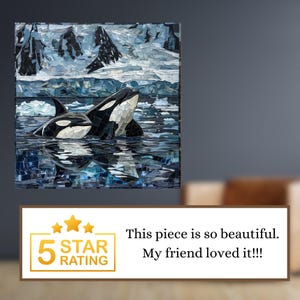 Orca Pod Stained Glass Look Art on Glossy Ceramic Decorative Tile Gift ...