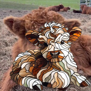 Highland Cow Stained Glass Window Cling Three Sizes and Custom Cute Cow ...