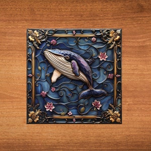 Blue Whate Ceramic Art Tile Decorative Glossy Tile for Bookshelf Book ...