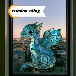Dragon Stained Glass Window Cling Decal Sticker Window Film Dragoncore ...