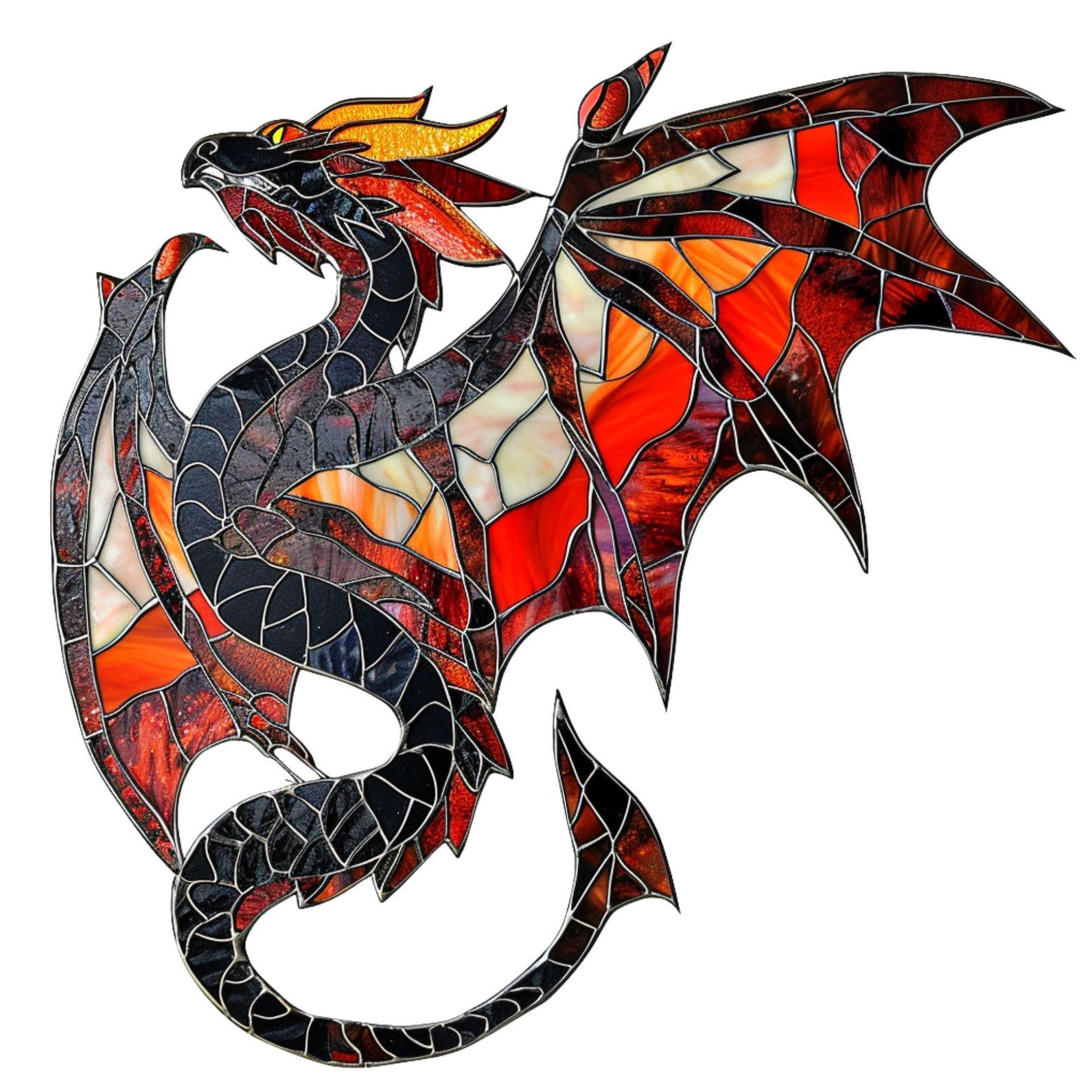Dragon Stained Glass Window Cling Decal Sticker Window Film Dragoncore ...