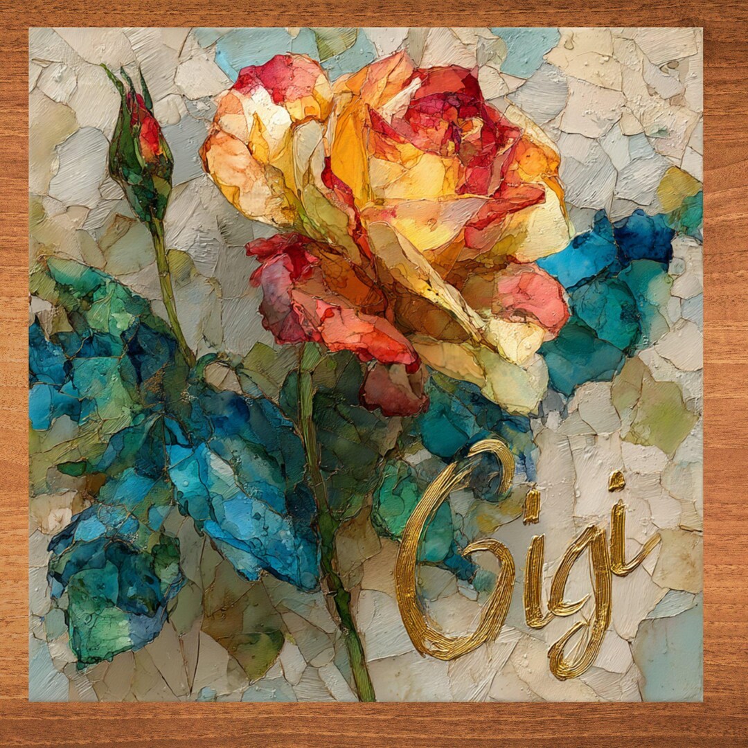 Gigi June Rose Ceramic Art Tile Customized With Birth Month Flower and ...