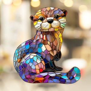 Otter Stained Glass Window Cling Window Sticker Decal - No Adhesive ...
