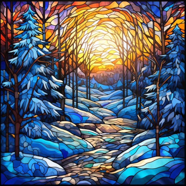 Winter Wonderland Stained Glass Window Cling Winter Wonderland - Etsy