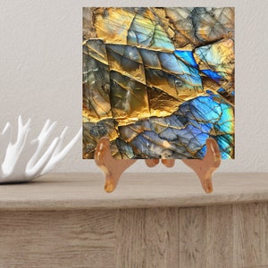 Labradorite Ceramic Art Tile Decorative Glossy Tile for Bookshelf Book ...