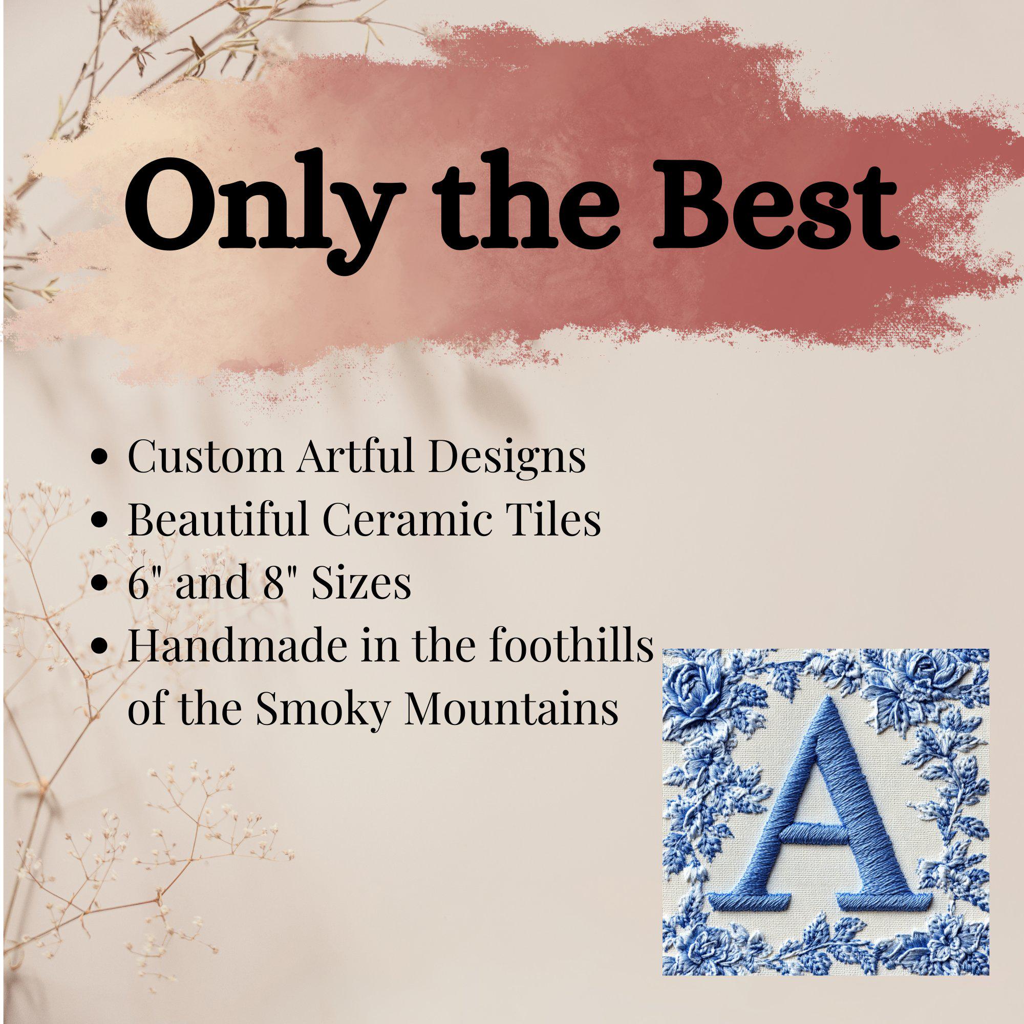 A Letter Monogram Ceramic Art Tile Grandmillennial Style Decor Home Art ...