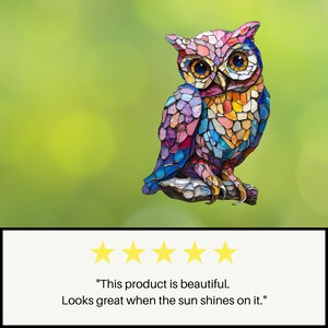 Owl Stained Glass Window Cling Window Sticker Decal - No Adhesive ...