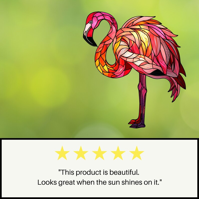 Flamingo Stained Glass Window Cling Decal Sticker Vinyl Window Film ...