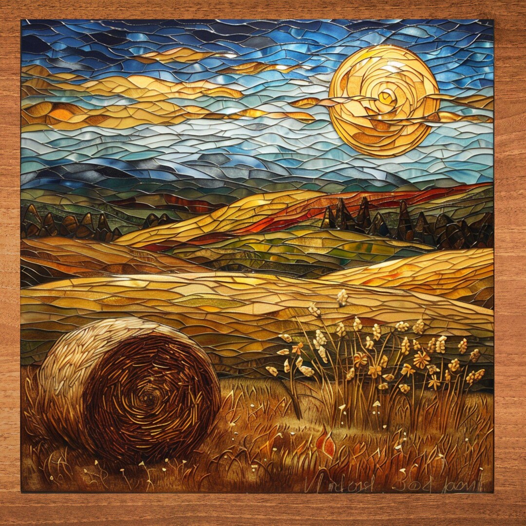 Fall Harvest Golden Ceramic Art Tile Stained Glass Look Glossy ...