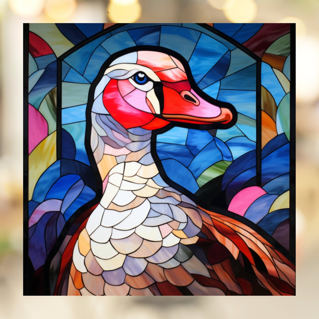 Muscovy Duck Stained Glass Window Cling Window Sticker Decal Vinyl Film ...