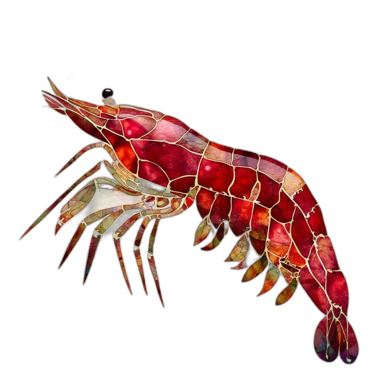 Cherry Shrimp Window Cling Stained Glass Look Decal Sticker Window Film ...