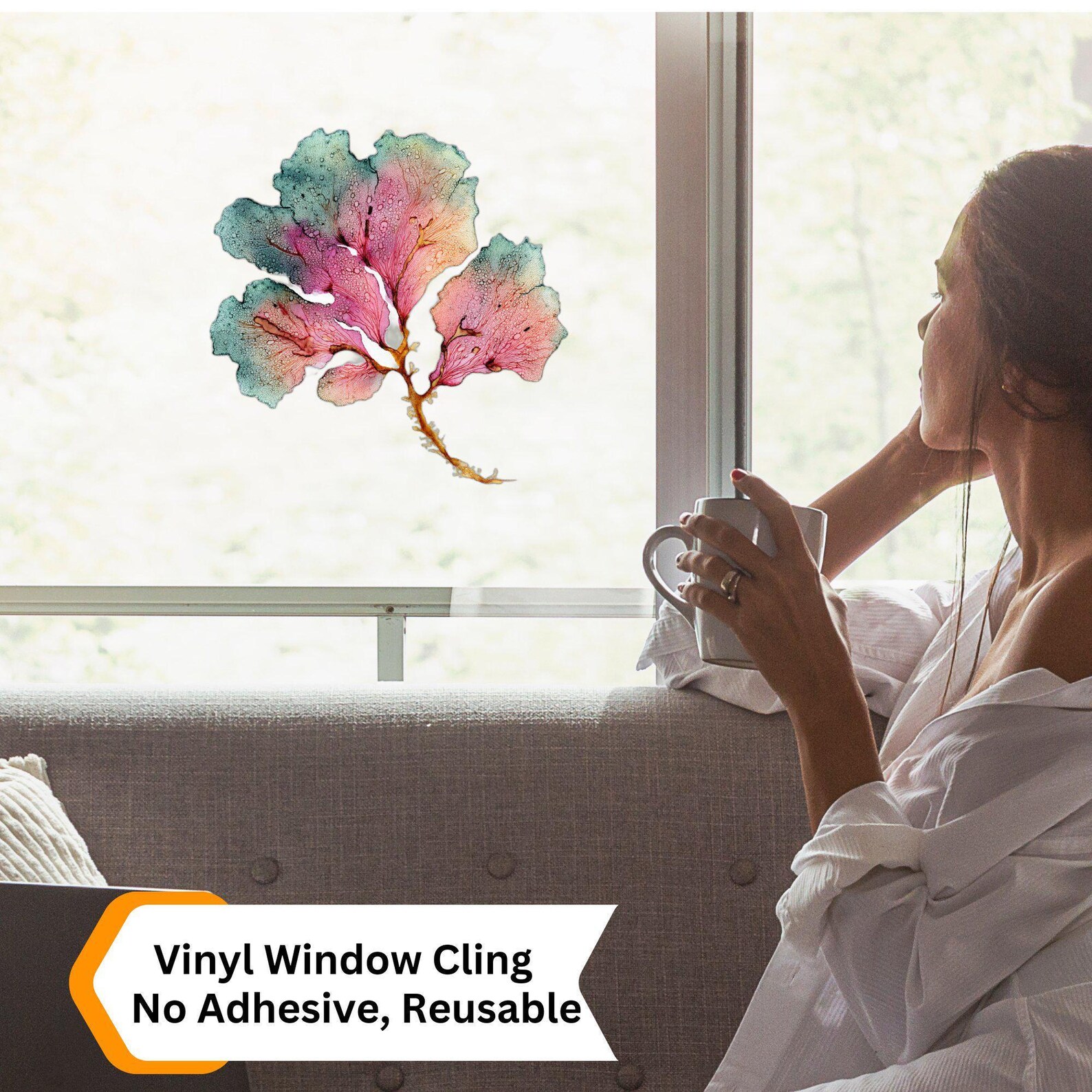 Coralline Algae Window Cling Stained Glass Look Decal Sticker Window ...