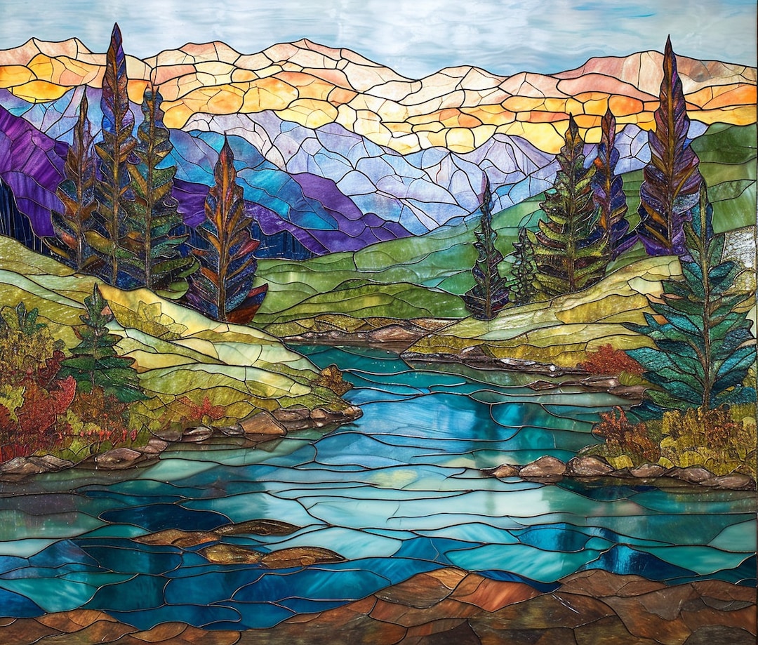 North Cascades National Park Stained Glass Window Cling Decal Sticker ...